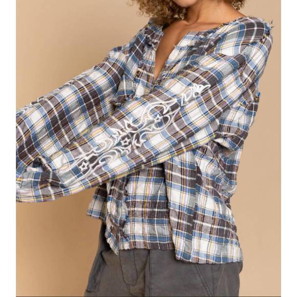 POL | Tops | New Pol Embroidered Flannel Shirt In Multi | Poshmark